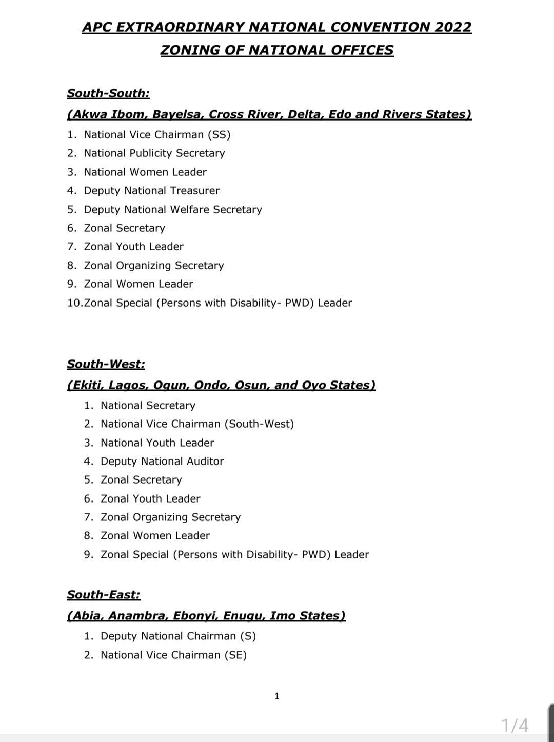 APC zones national chairmanship seat to north (full list) - GlobalSentinel